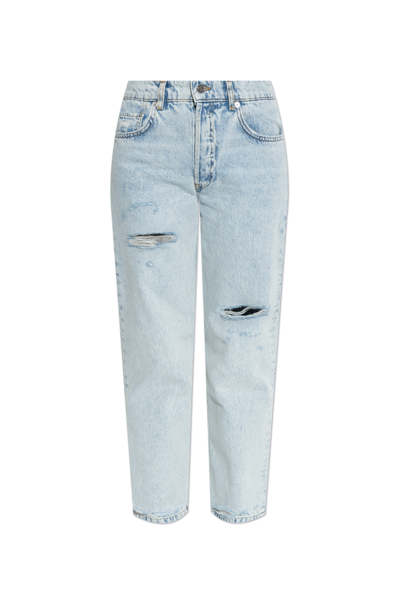 Anine Bing Vintage Effect Boyfriend Jeans In Light Blue 50 Off 